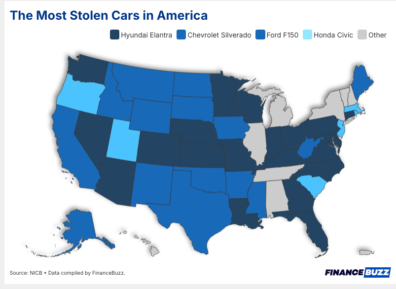 The Most Stolen Car in Every State | FinanceBuzz
